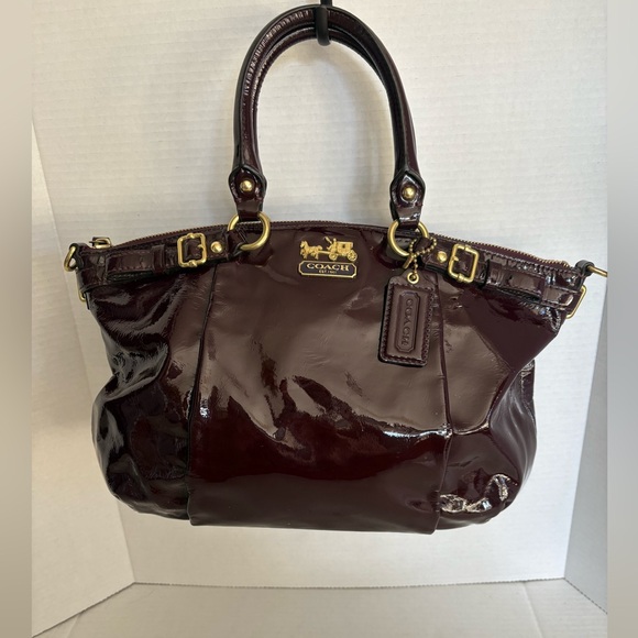 Coach | Bags | Coach Madison Patent Leather Satchel In Plum Rare | Poshmark